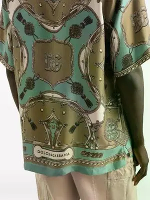 Dolce & Gabbana Cargo-print Hawaii Washed Silk Twill Shirt - Green