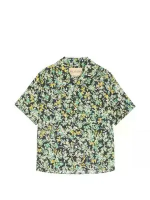 Valentino Garavani Cotton Poplin Bowling Shirt With Papier Floral Print - Black