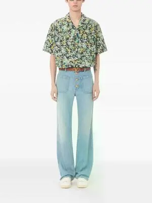 Valentino Garavani Cotton Poplin Bowling Shirt With Papier Floral Print - Black