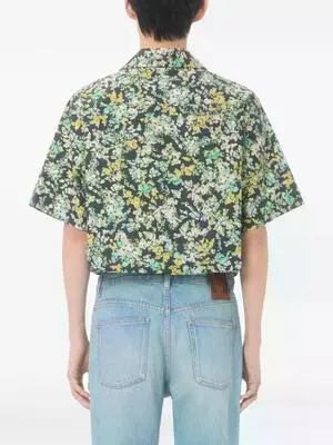 Valentino Garavani Cotton Poplin Bowling Shirt With Papier Floral Print - Black