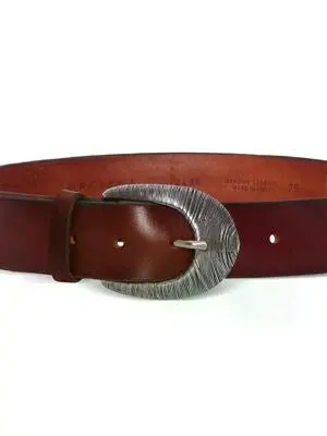 Orciani Textured Buckle Leather Belt - Red