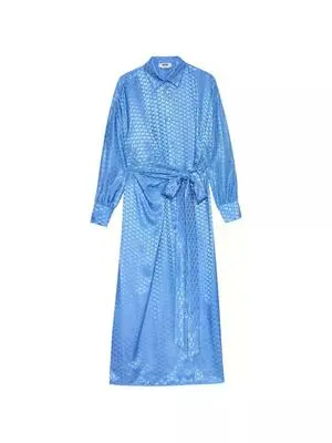 MSGM Tie-waist Patterned Dress - Blue