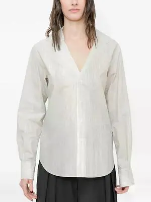 MAISON MARGIELA Pinstripe V-neck Shirt
