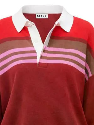 Staud Sail Striped Polo Shirt - Red