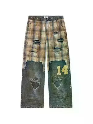 VALE FOREVER Plaid Check Armor Trousers