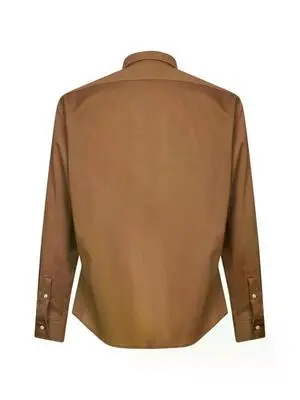 D4.0 Covered-button Long-sleeve Shirt - Brown