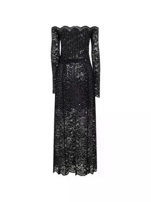 Rabanne Sequin-embroidered Scalloped Dress - Black