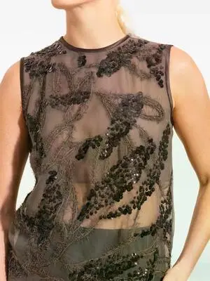 Brunello Cucinelli Embroidered Sleeveless Blouse