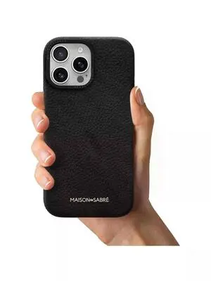 MAISON DE SABRE Leather Iphone 16 Pro Phone Case - Black