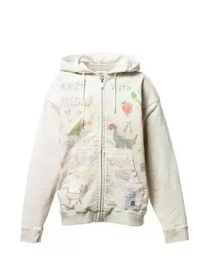 Mihara Yasuhiro Printed Zip-up Hoodie - Neutrals