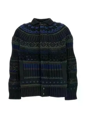 Sacai Crochet Paneled Cardigan - Blue
