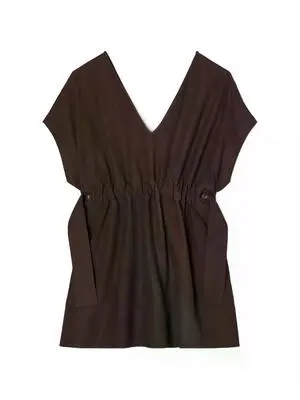 Tory Burch Cinched Linen Mini Dress - Brown