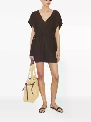 Tory Burch Cinched Linen Mini Dress - Brown