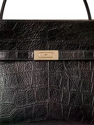 Tory Burch Small Lee Radziwill Double Bag In Croc-embossed Leather