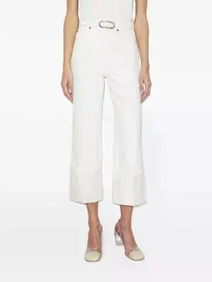 Tory Burch Contrast-cuff Straight-leg Jeans - White