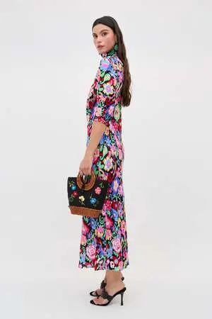Rixo Jess Ikat Bloom Charcoal Top