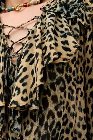 Rixo Milia Nina Leopard Blouse - Brown