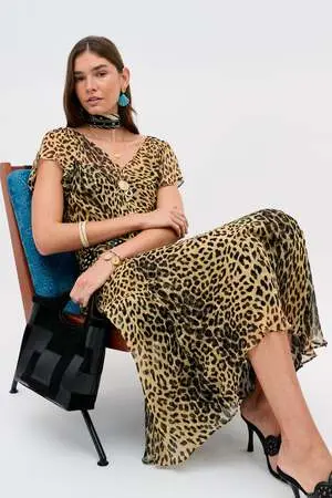 Rixo Bexley Nina Leopard Midi Dress