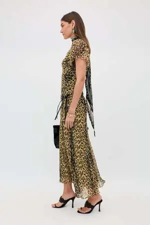 Rixo Bexley Nina Leopard Midi Dress