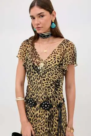 Rixo Bexley Nina Leopard Midi Dress