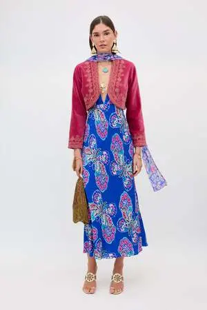 Rixo Amy Butterfly Bloom Jacquard Top