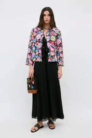 Rixo Ginette Ikat Bloom Charcoal Blouse