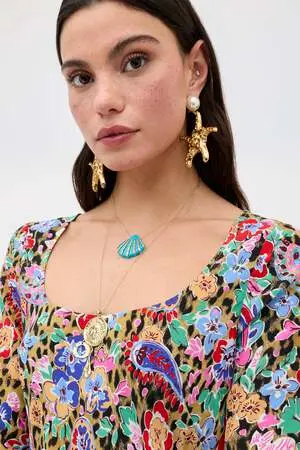 Rixo Noraya Cara Floral Leopard Maxi Dress