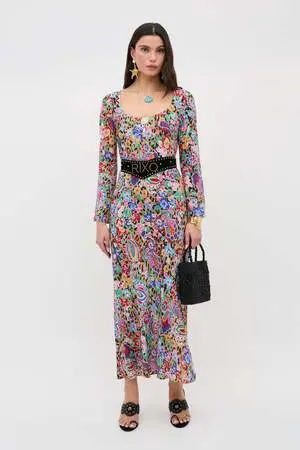 Rixo Noraya Cara Floral Leopard Maxi Dress