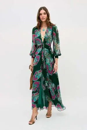 Rixo Meera Butterfly Bloom Blouse - Green