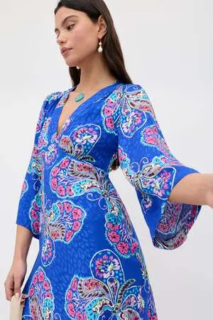 Rixo Margaux Butterfly Bloom Jacquard Top