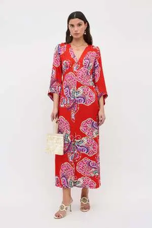 Rixo Dahlia Butterfly Bloom Jacquard Top - Red