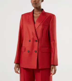Marina Rinaldi Linen Double-breasted Blazer - Red