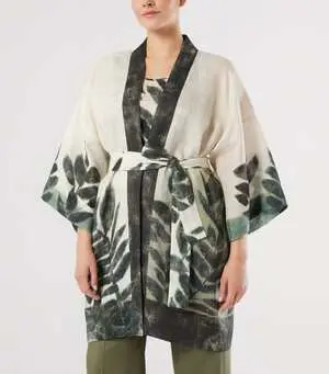 Marina Rinaldi Linen Canvas Kimono Top