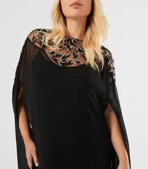Marina Rinaldi Embellished Maxi Dress And Cape
