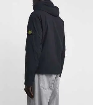 Stone Island Canvas Garment-dyed Hooded Jacket - Navy