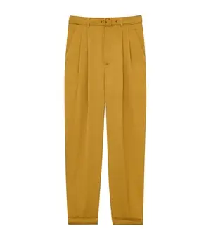 Saint Laurent Silk Pleated Slim Trousers