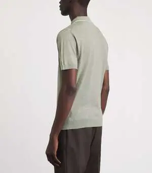 Corneliani Virgin Wool-silk-linen Polo Shirt - Green