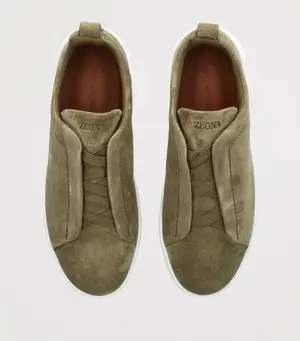 Zegna Suede Triple Stitch Sneakers - Green