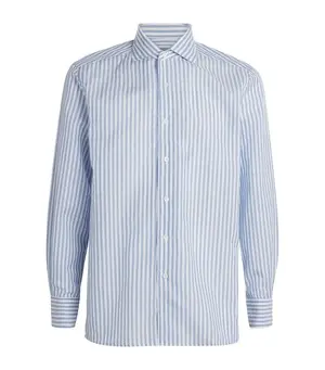 Corneliani Cotton-linen Stripe Shirt - Blue