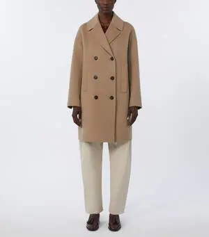 Max Mara Virgin Wool Midi-length Coat - Beige