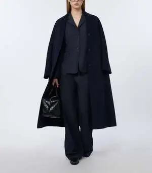 Max Mara Virgin Wool Belted Coat - Blue