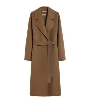 Max Mara Virgin Wool Belted Coat - Beige