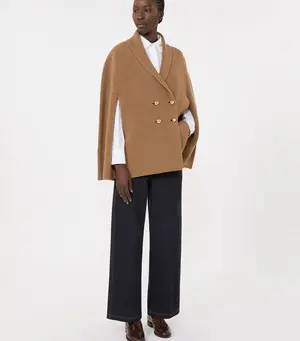 Max Mara Virgin Wool Double-breasted Cape - Beige