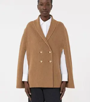 Max Mara Virgin Wool Double-breasted Cape - Beige