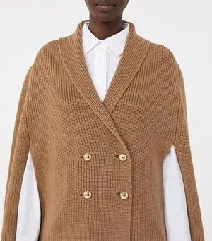 Max Mara Virgin Wool Double-breasted Cape - Beige
