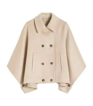 Max Mara Cashmere Double-breasted Cape - White