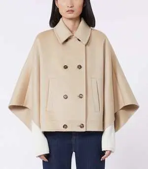 Max Mara Cashmere Double-breasted Cape - White