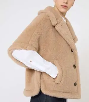 Max Mara Alpaca, Cashmere, And Silk Teddy Cape - Beige