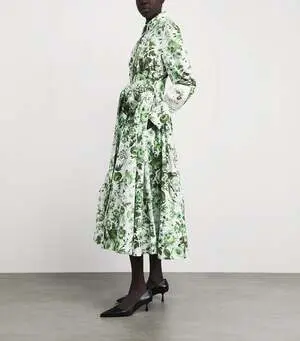 Erdem Organic Cotton Floral Midi Shirt Dress