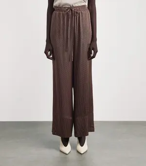 LAURA PITHARAS Silk Printed Drawstring Trousers - Brown